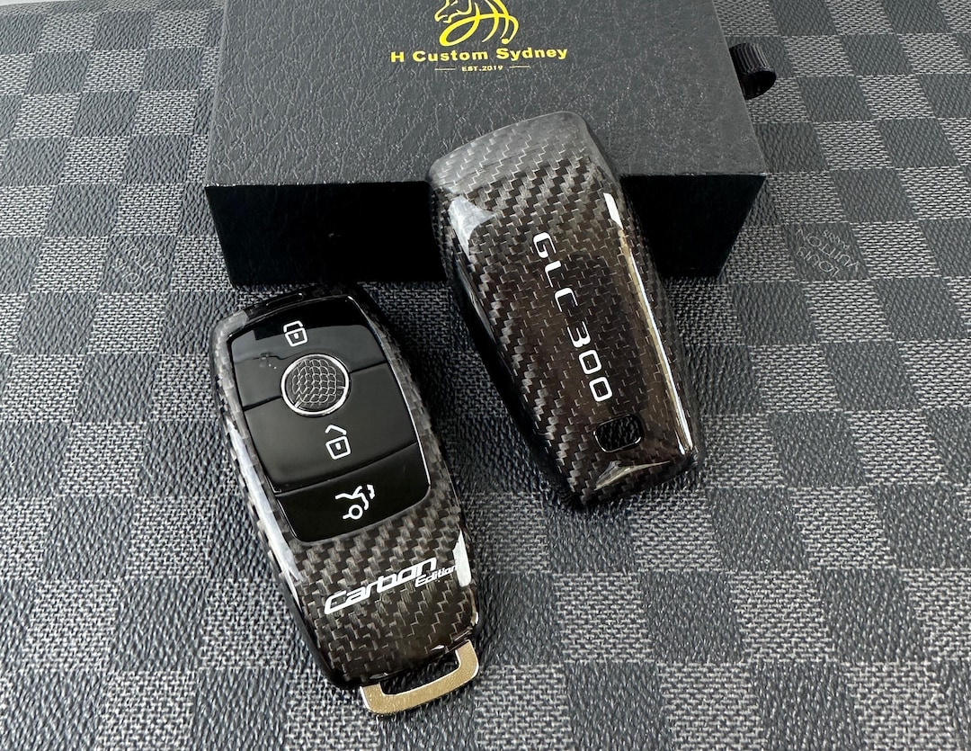 GLC300 Premium Genuine Carbon Fiber Key Fob Cover Keychain Pack for ...