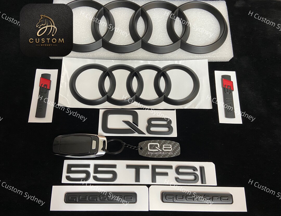 Q8 Matte Black Full Badges Package for Audi Q8 55TFSI Exclusive Pack - Etsy