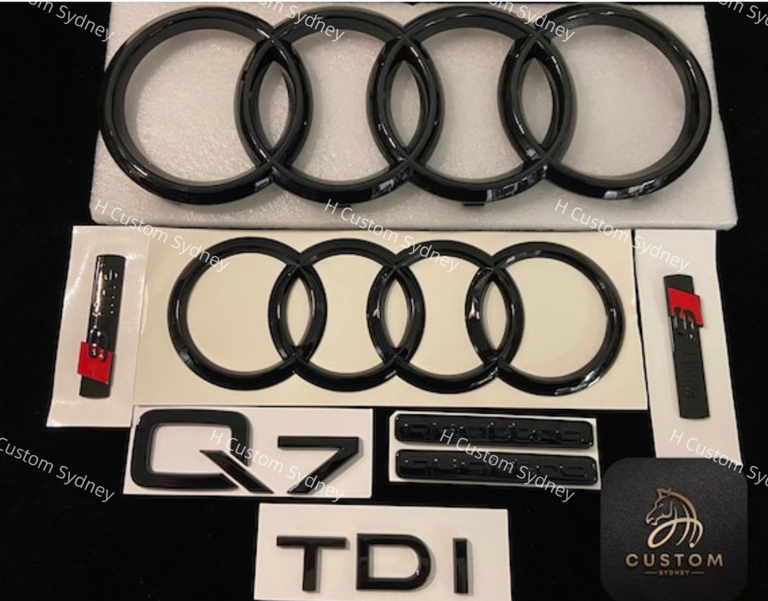 Q7 Gloss Black Full Badges Set for Audi Q7 4M 2016-2024 Exclusive Pack ...