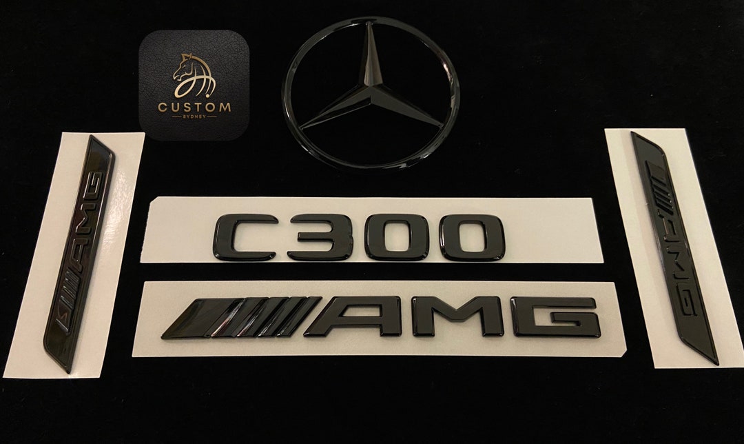 Gloss Black Badges Package for Mercedes AMG C300 C200 W206 Sedan S206 ...