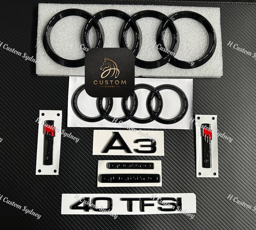 Gloss Black A3 Badges Package for Audi A3 40TFSI New 8Y Exclusive Pack ...