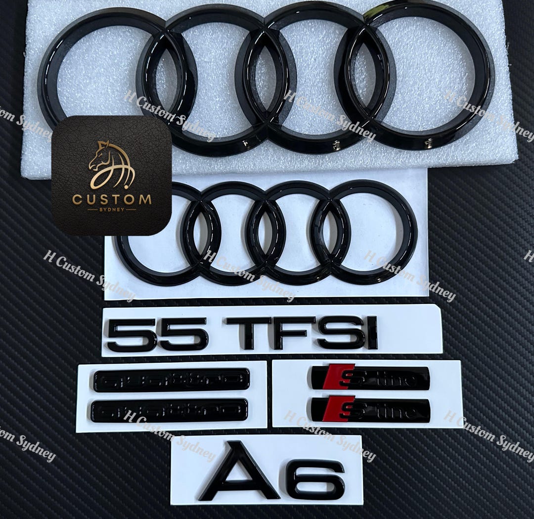 A6 Gloss Black Full Badges Package for Audi A6 C8 40 45 55TFSI ...
