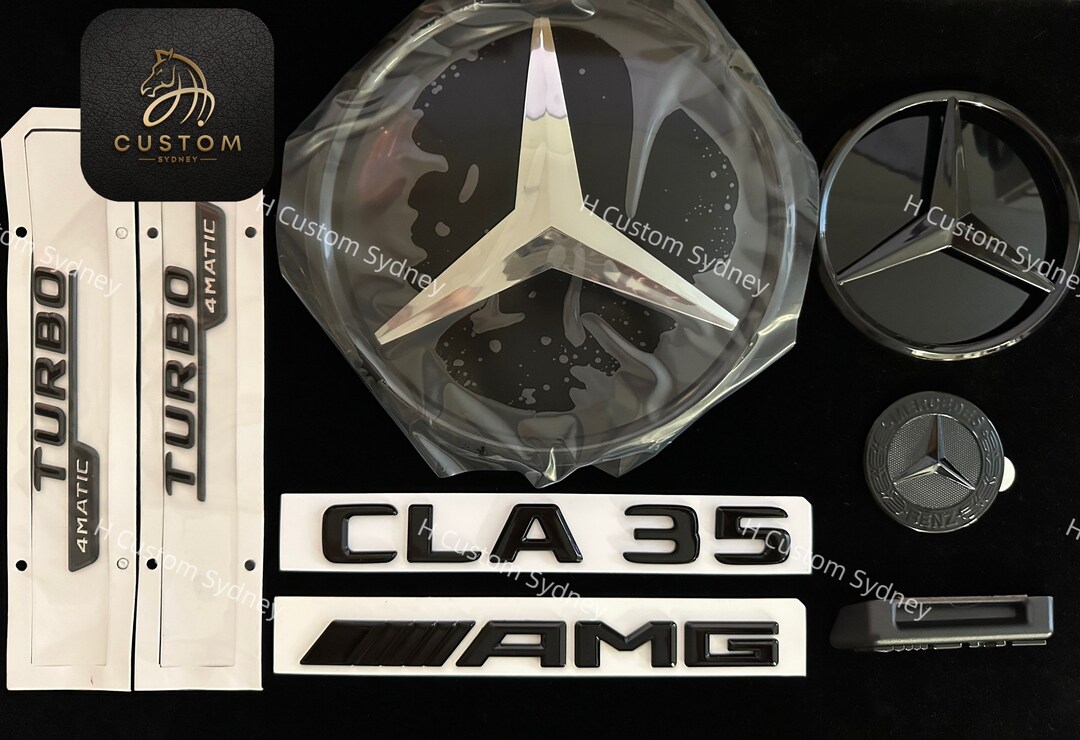 CLA35 Full Black Badges Package for Mercedes CLA35 C118 Exclusive Pack ...