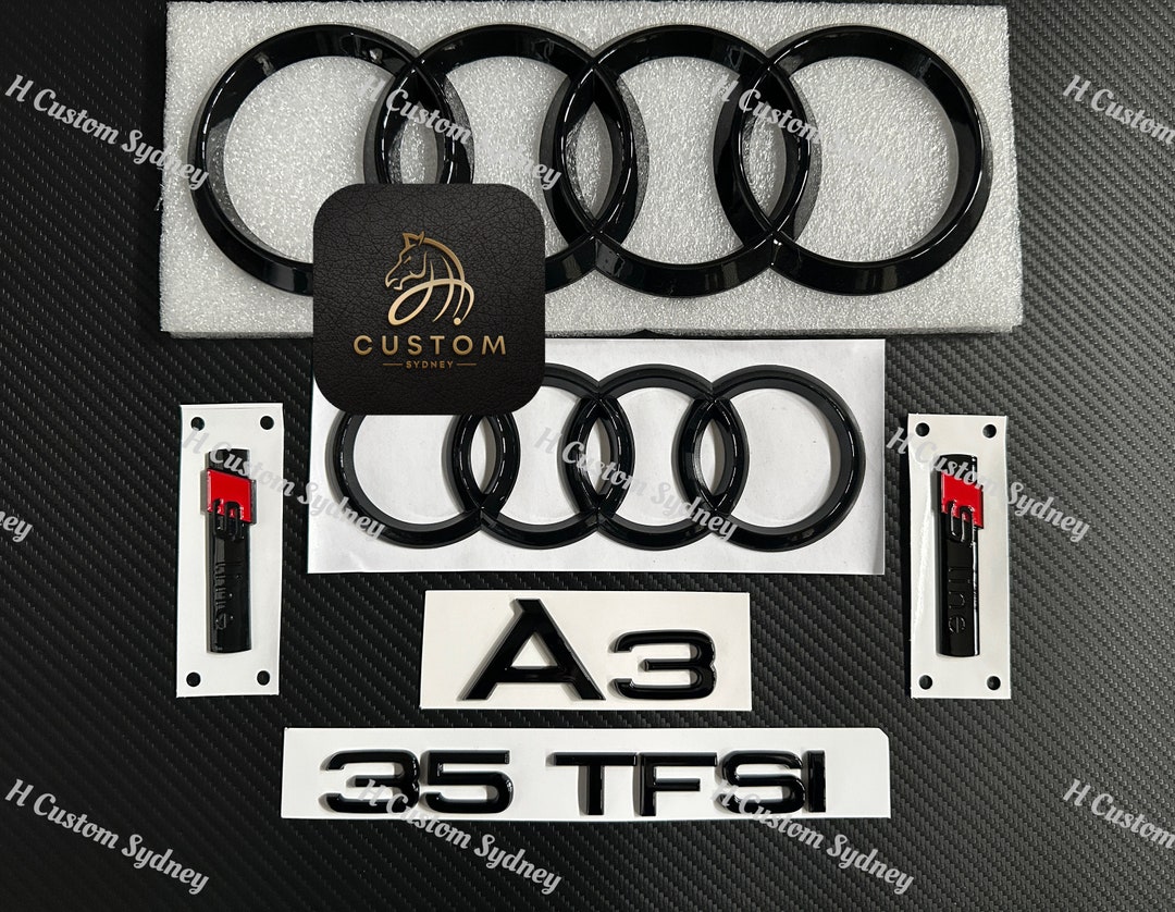 Gloss Black A3 Badges Package for Audi A3 35TFSI 8V 8Y Exclusive Pack ...