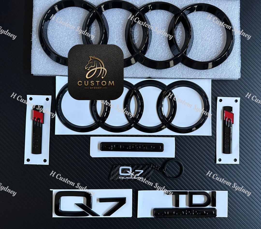 Q7 Gloss Black Full Badges Set for Audi Q7 4M 2016-2024 Exclusive Pack ...