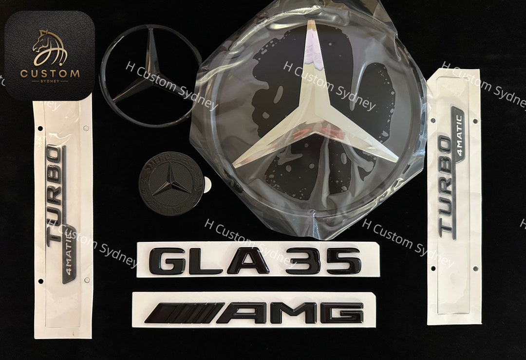 GLA35 Full Black Badges Package for Mercedes GLA35 H247 Exclusive Pack ...