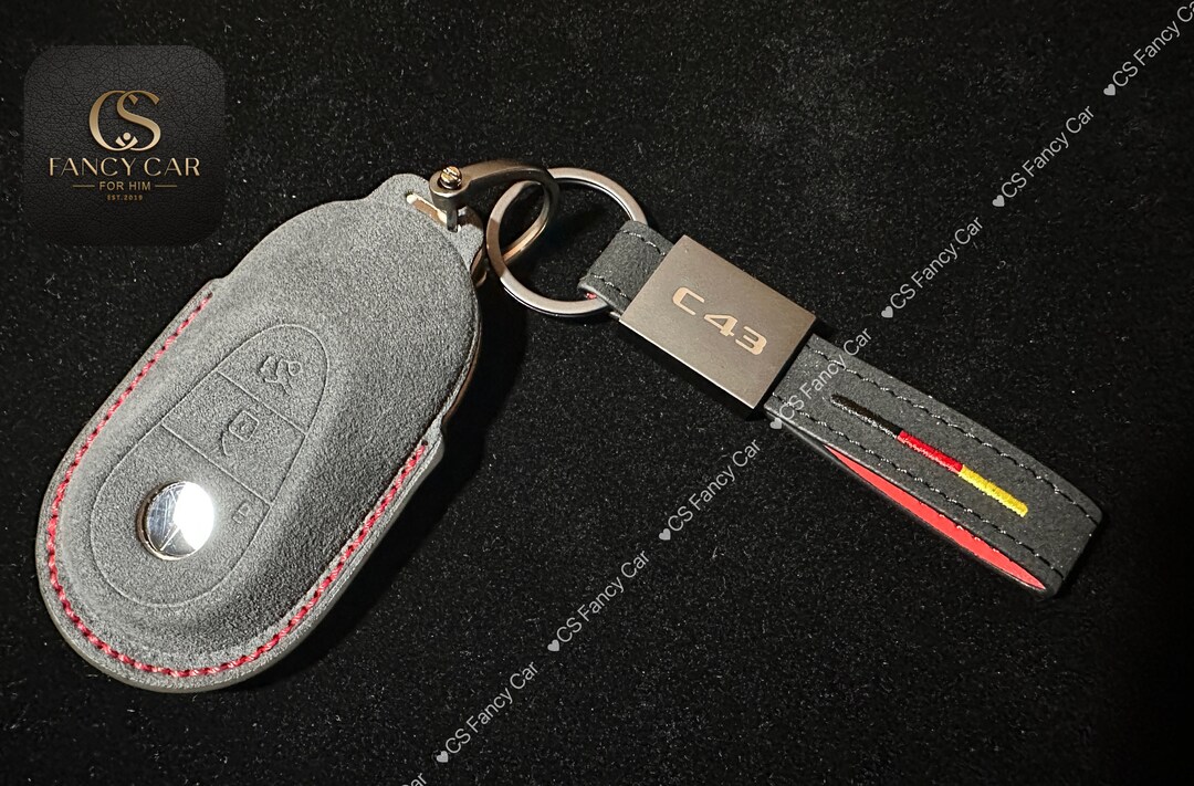 Premium Alcantara Leather Key Fob Cover Case for Mercedes C43 W206 ...