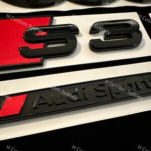 S3 Gloss Black Full Badges Emblems Package for Audi S3 8V GY Exclusive ...