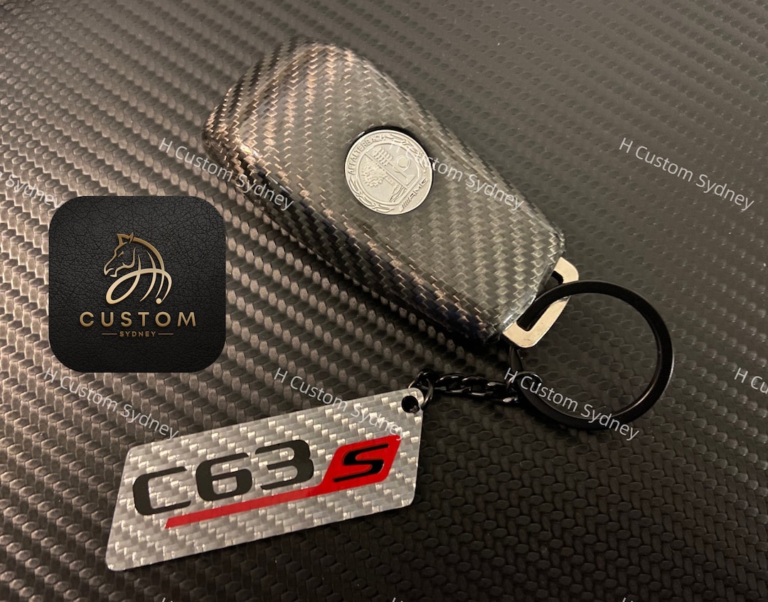 Genuine Carbon Fiber Key Fob Cover Keyring Pack for Mercedes C63S ...