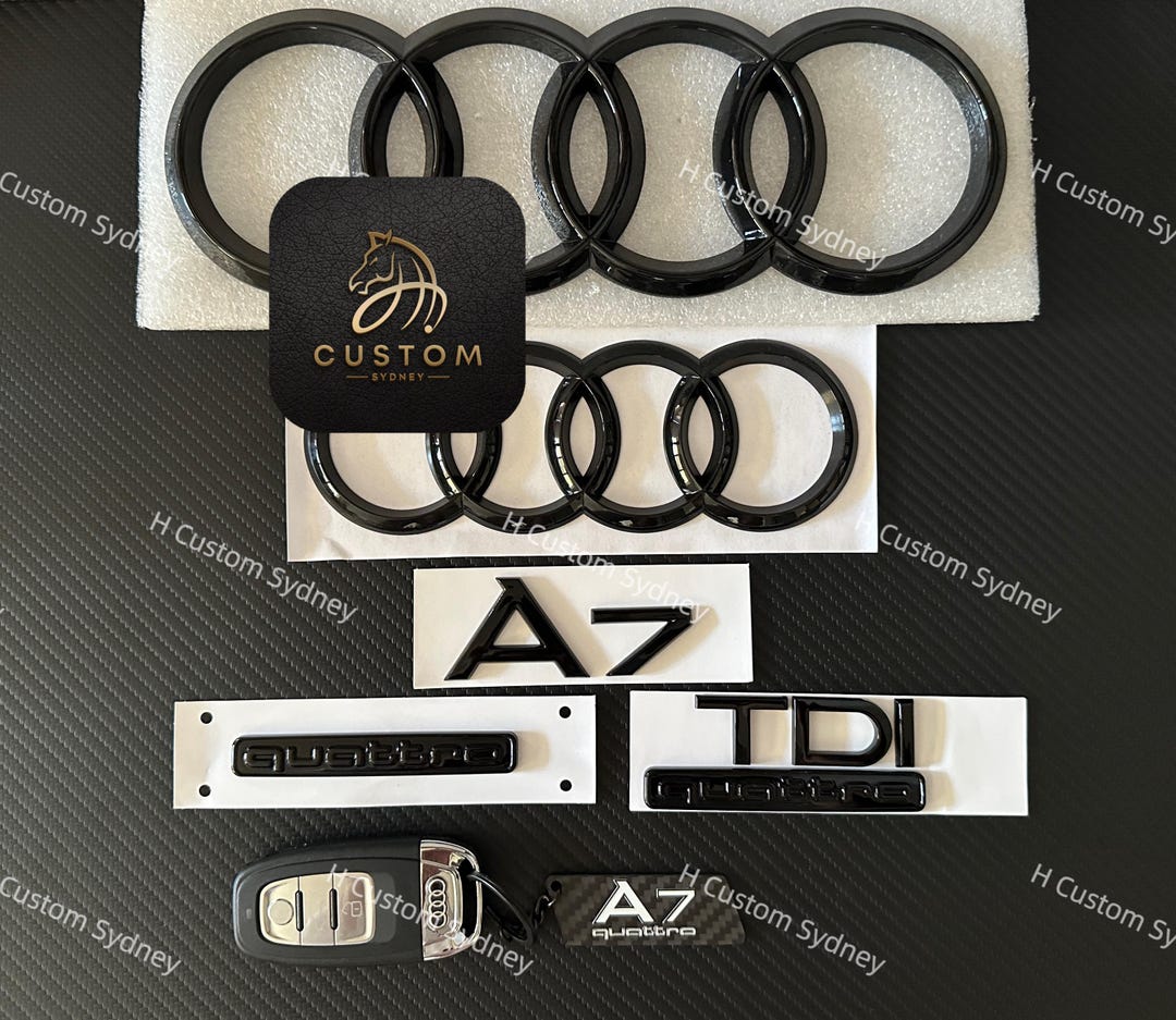 Gloss Black A7 TDI Quattro Badges Pack for Audi A7 4G 2013-2017 Models ...