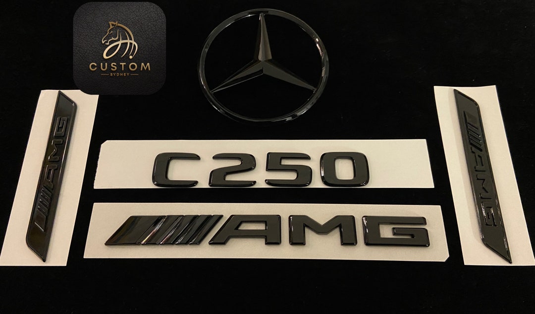 Gloss Black C250 C300 C200 Badges Package for Mercedes AMG C300 C250 ...