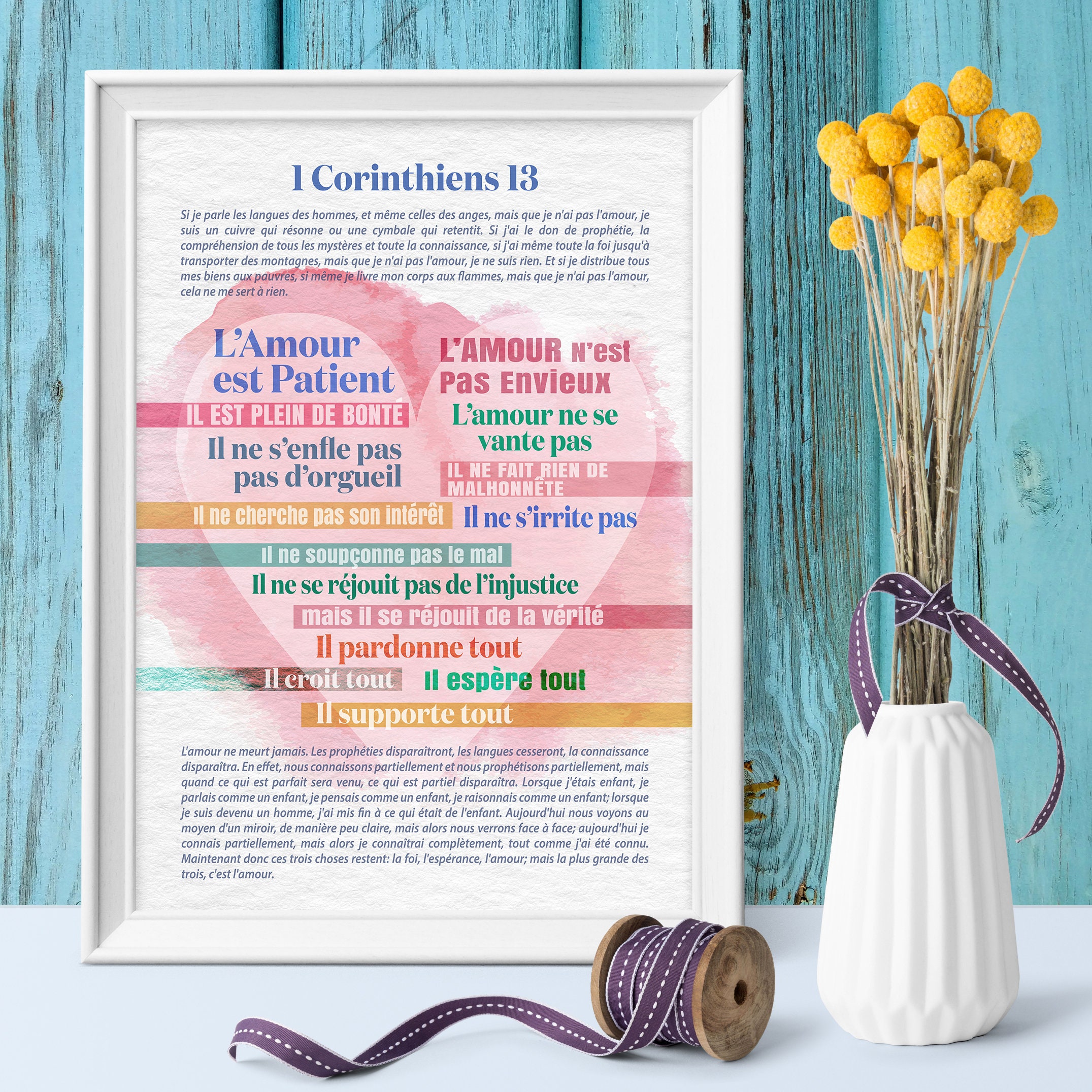 1 Corinthians 13 Verses Printable, French Version - Excellency and ...