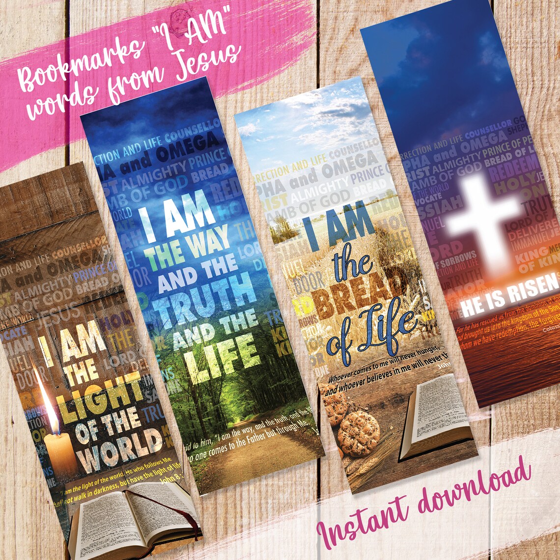Printable Bookmarks 5x15cm,"i Am" Statements of Jesus, Powerful Verses ...