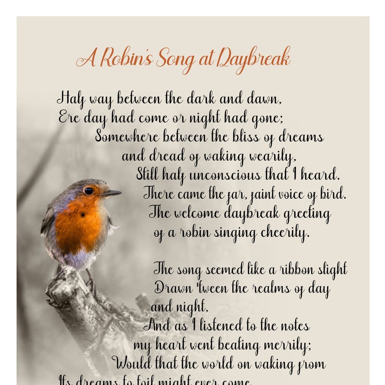 A Robin’s Song at Daybreak - Printable Poem of Nixon Waterman for Your ...