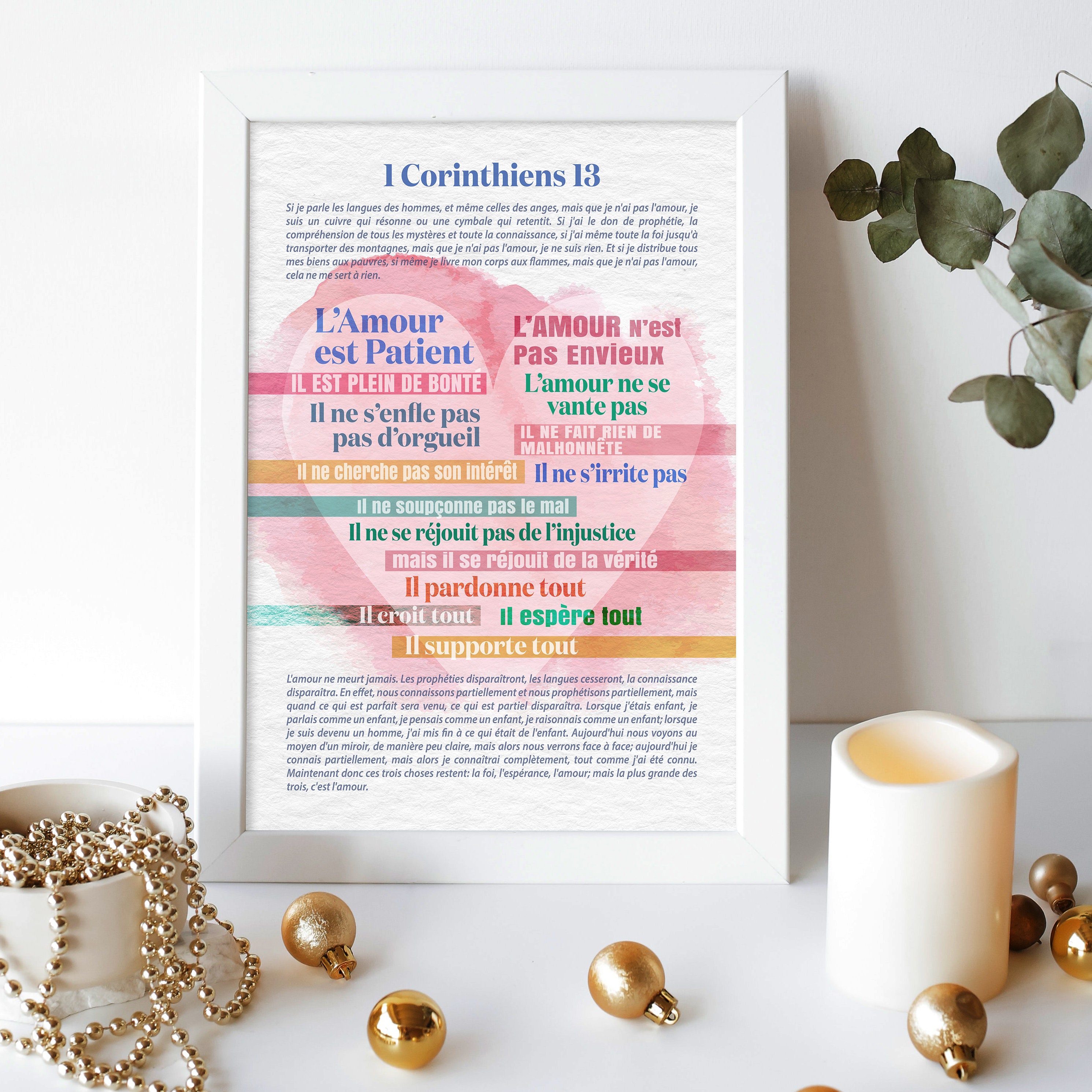 1 Corinthians 13 Verses Printable, French Version - Excellency and ...