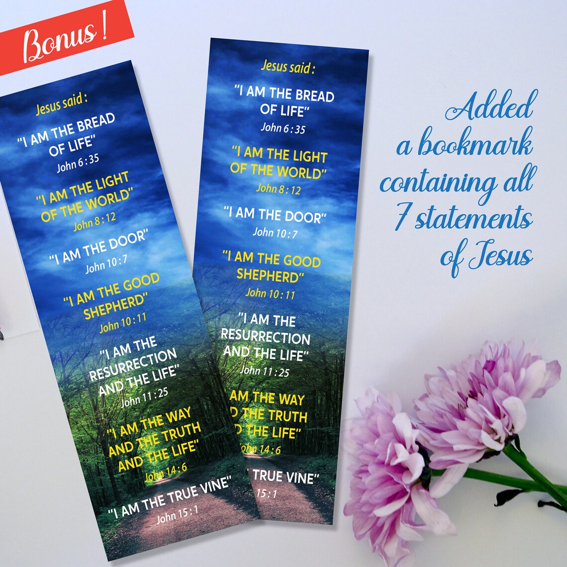 Printable Bookmarks 5x15cm,"i Am" Statements of Jesus, Powerful Verses ...