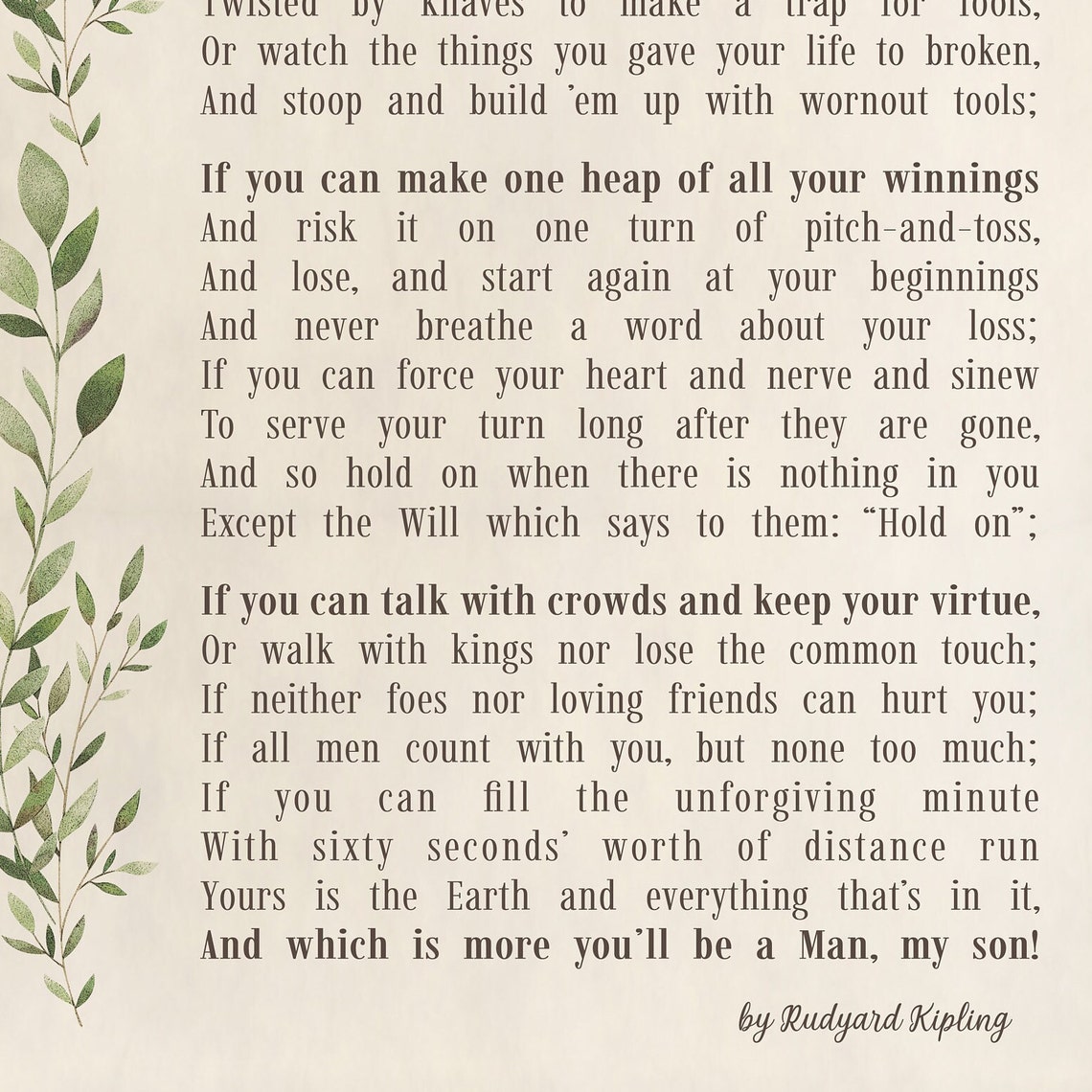 IF Poem by Rudyard Kipling - You'll Be a Man - Lessons in Life and ...
