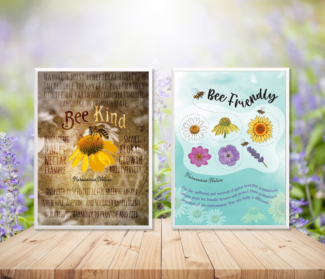 Bee Kind and Friendly Printable Wall Arts Classroom - Etsy