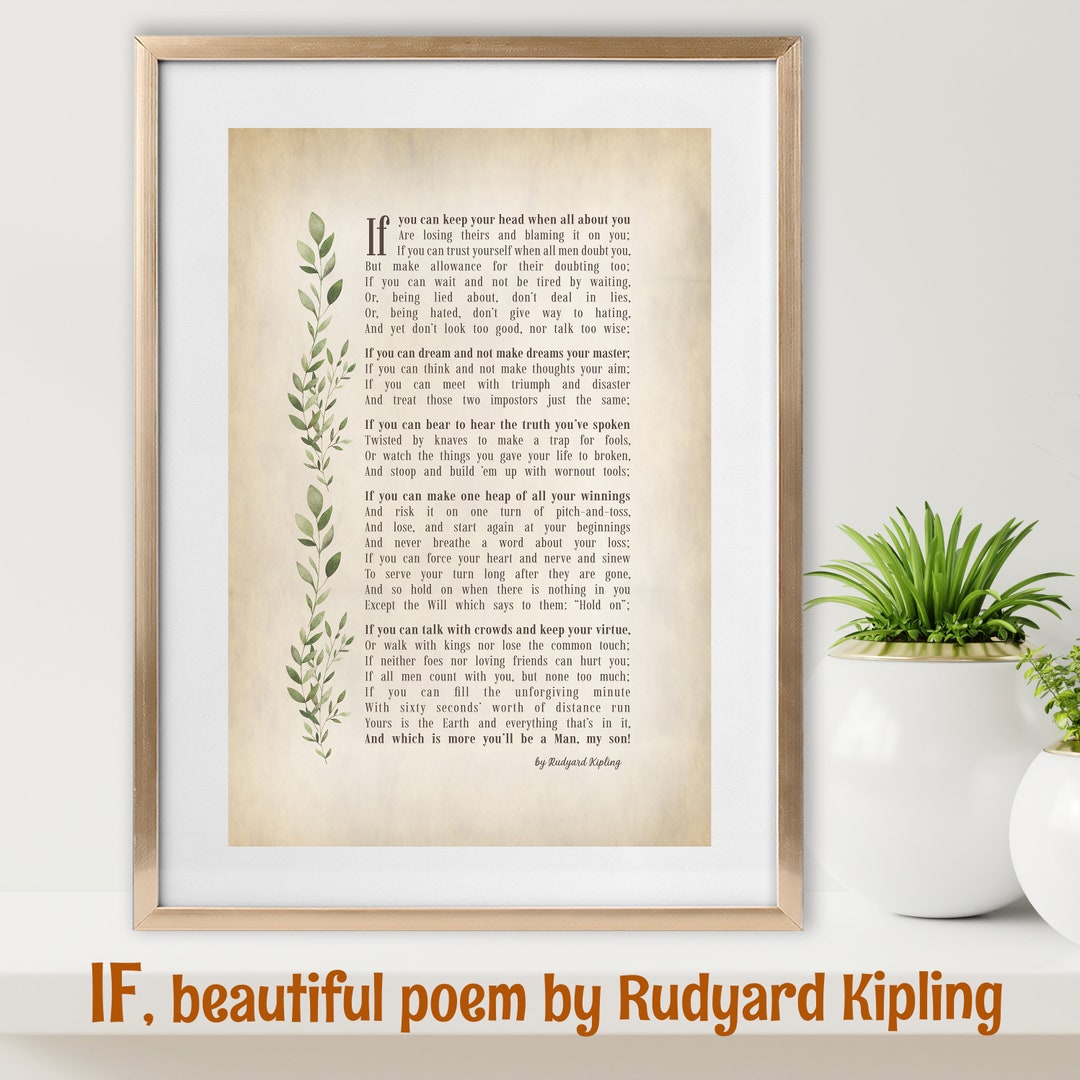 IF Poem by Rudyard Kipling - You'll Be a Man - Lessons in Life and ...