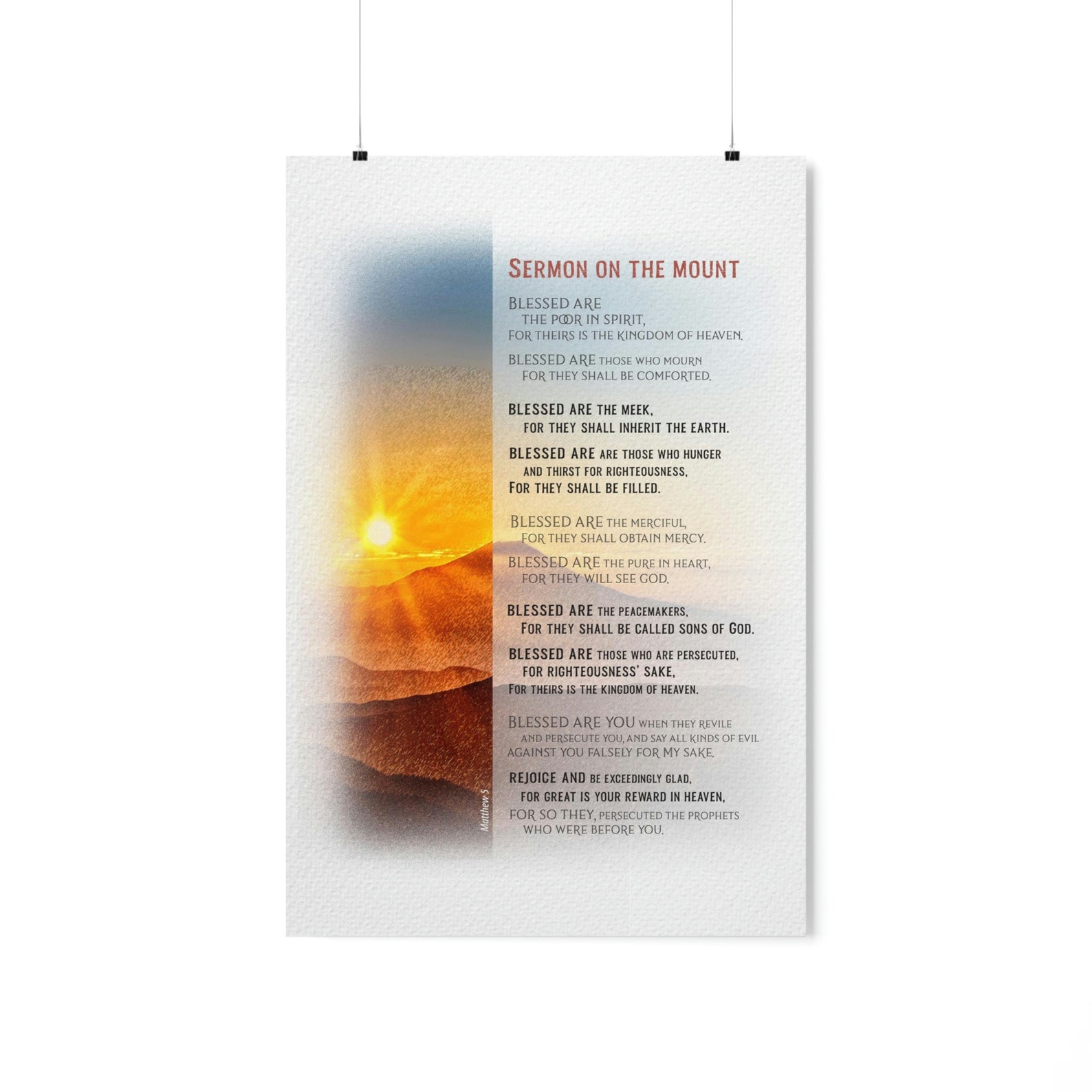 Jesus' Sermon on the Mount - Matthew 5 - Poster - Etsy