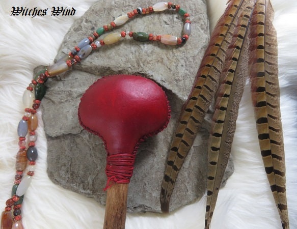 Medicine Rattle With Stang Handle Blood Red Rattle Journey Rattle ...