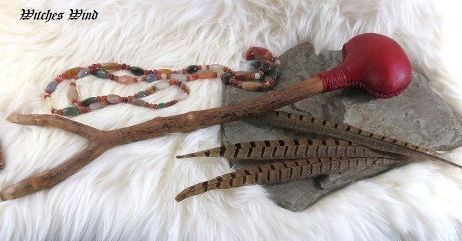 Medicine Rattle With Stang Handle Blood Red Rattle Journey Rattle ...