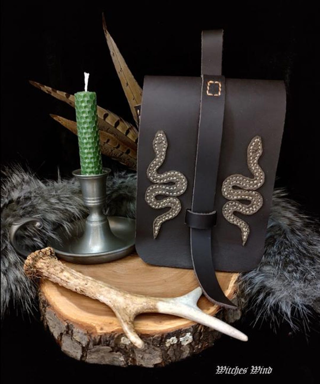 LEATHER HIP BAG ~ Medicine Snake Pouch ~ Medieval Bag Pouch ~ Fairy Bag ...