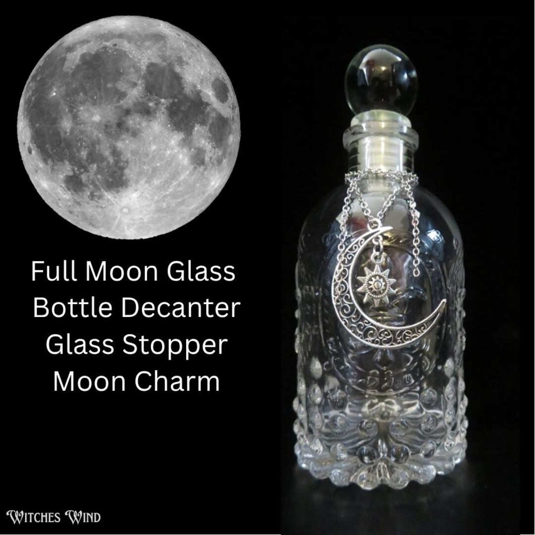 Moon Water Glass Decanter With Charm: Full Moon Ritual Vessel - Etsy