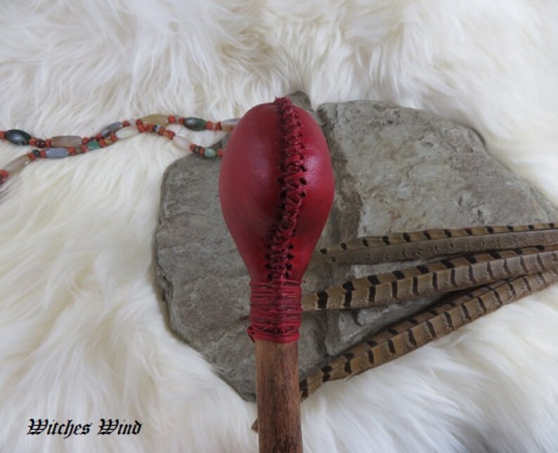 Medicine Rattle With Stang Handle Blood Red Rattle Journey Rattle ...