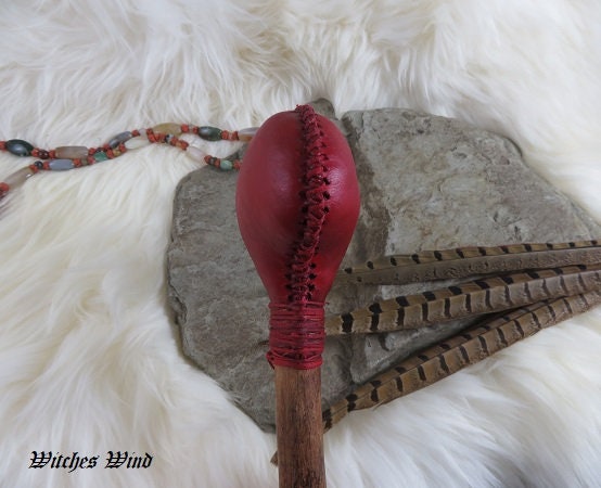 Medicine Rattle With Stang Handle Blood Red Rattle Journey Rattle ...