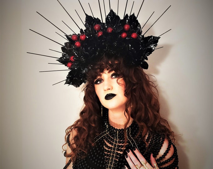 Persephone Cosplay / Black Halo Crown / Flower Crown / Greek Goddess ...