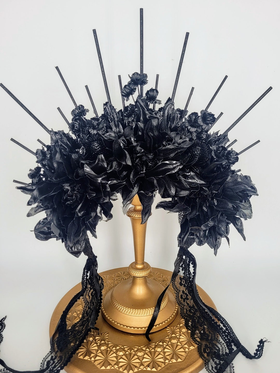 Queen of the Underworld/ Black Lace Crown / Black Halo Crown / Flower ...