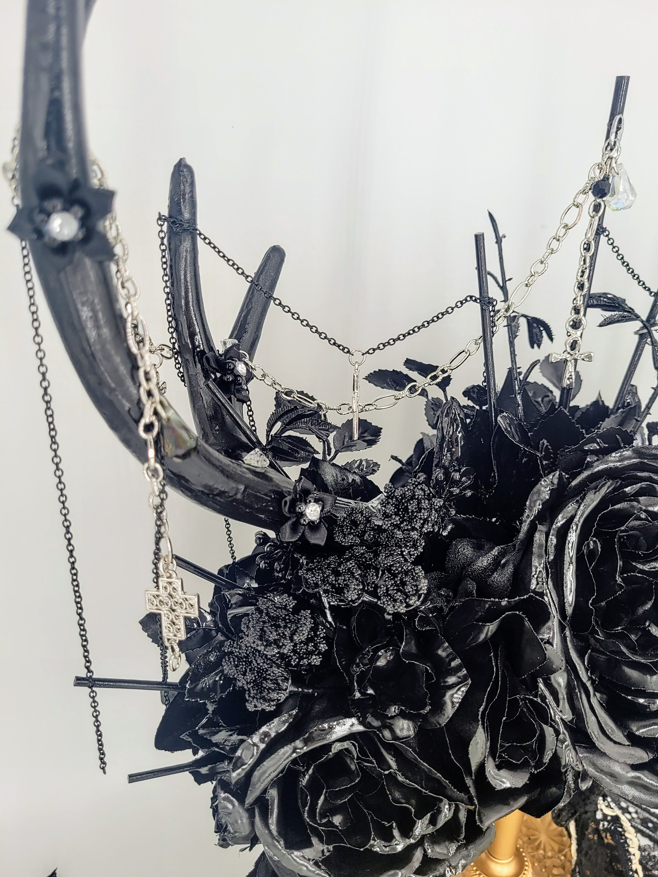 Black Halo Crown / Flower Crown / Greek Goddess / Antler Crown / Witch ...