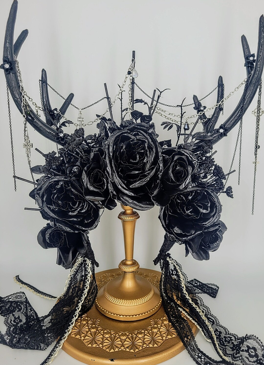 Black Halo Crown / Flower Crown / Greek Goddess / Antler Crown / Witch ...