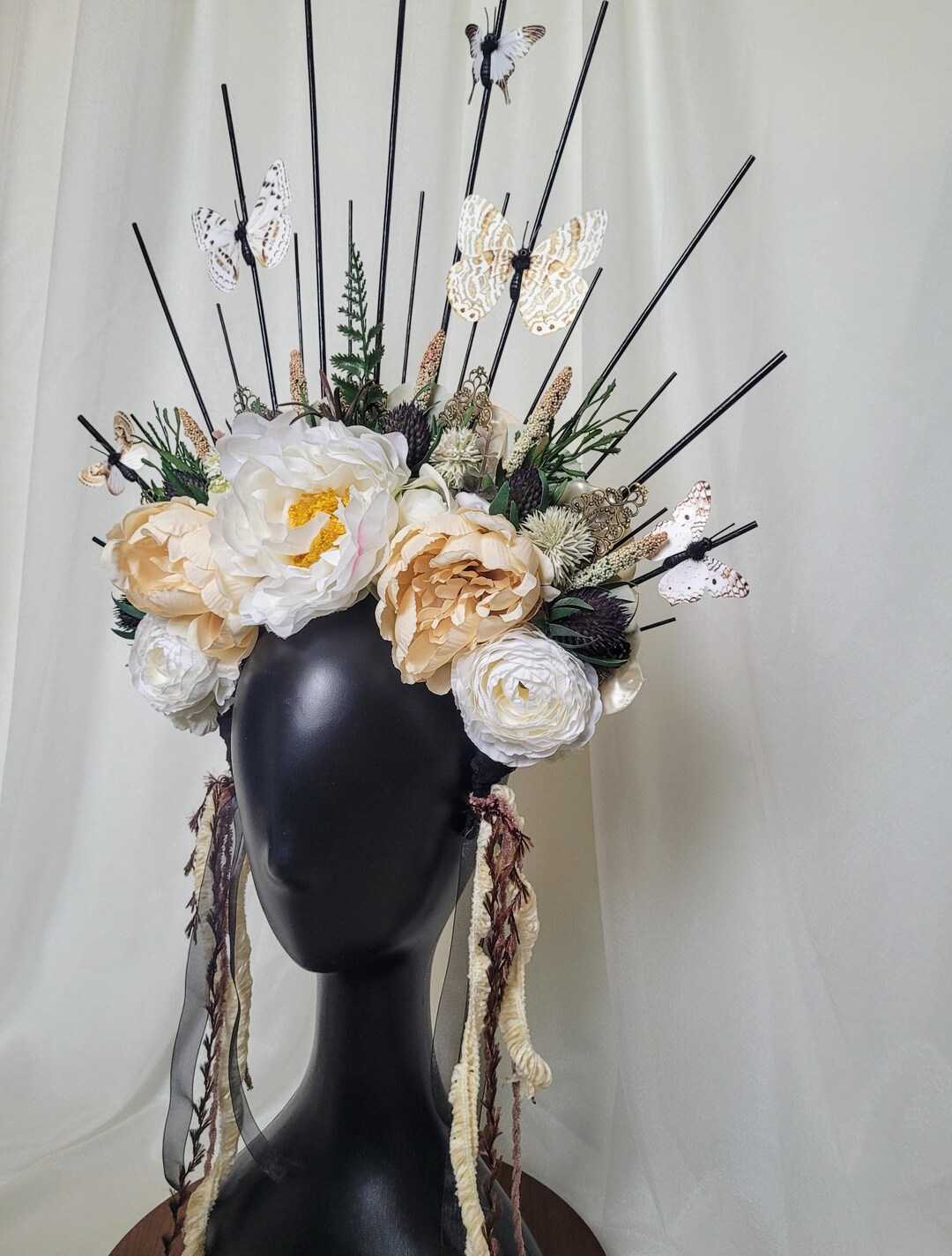 Moth Crown/ Butterfly Crown / Black Halo Crown / Flower Crown / Greek ...
