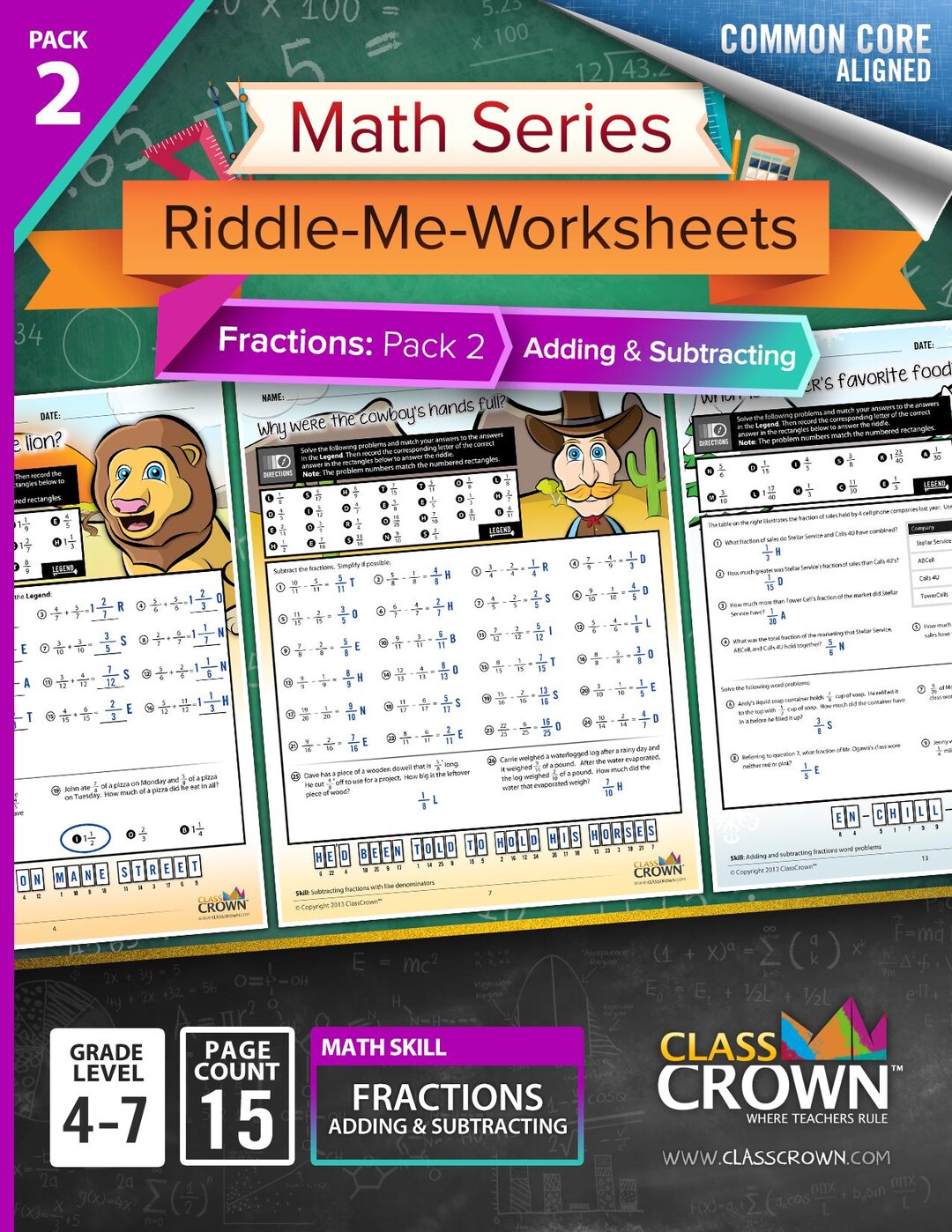 Fractions Riddle Worksheets: Pack 2 - Add & Subtract - Etsy