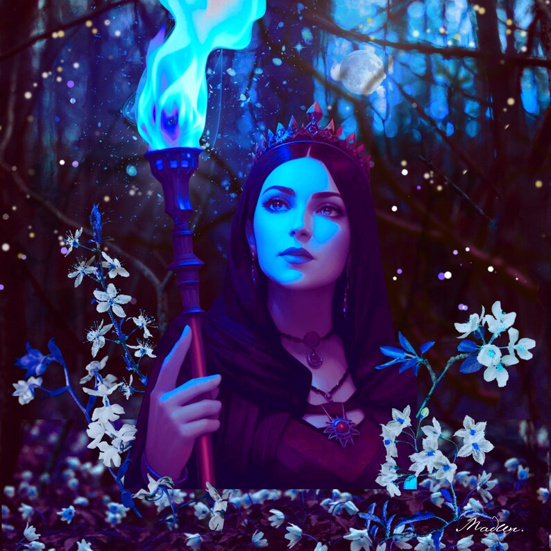 Hecate hekate Torch-bearing Goddess in Mystic Forest Art - Etsy