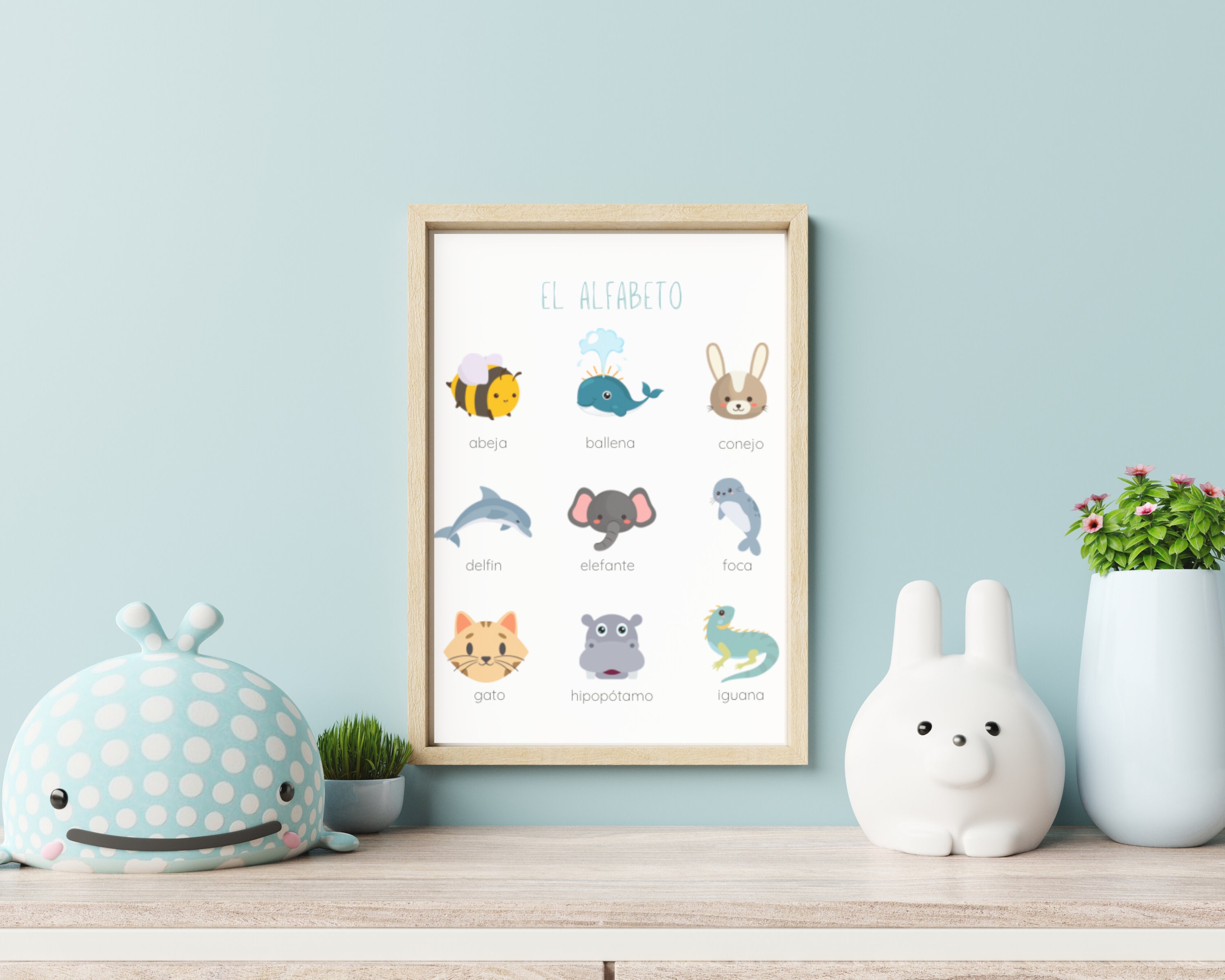 Spanish Alphabet Cards, El Alfabeto Animal, ABC Printable Cards, Wall ...