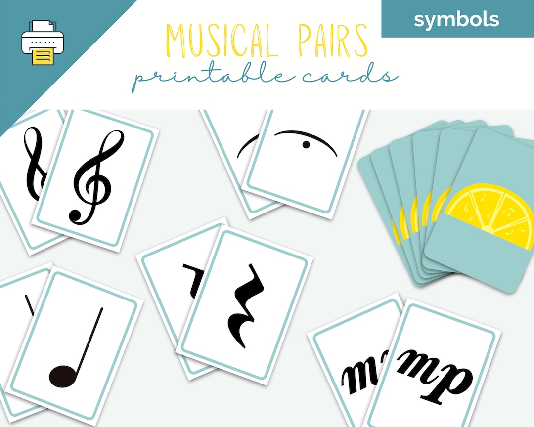 Musical Pairs Printable Card Game, Musical Symbols Card Deck, Musical ...