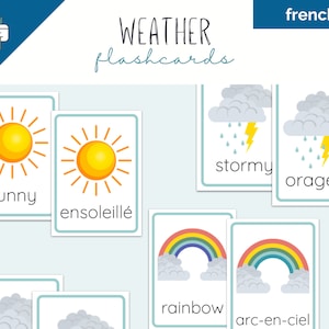 French Weather Printable Flashcards, Weather & Seasons Vocabulary ...