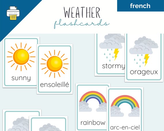 French Weather Printable Flashcards Weather & Seasons | Etsy