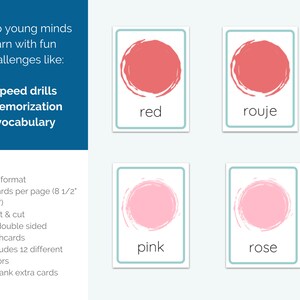 French Colors Printable Flashcards, French English Vocabulary ...