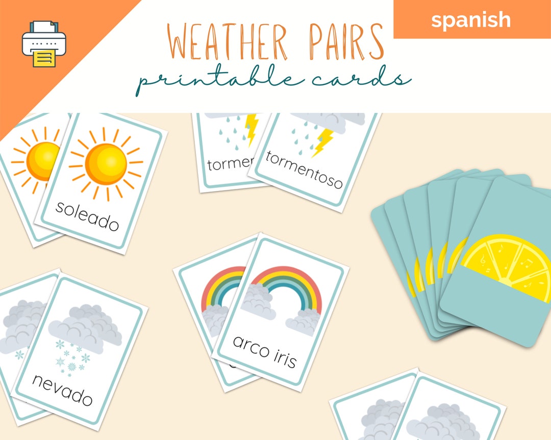 Spanish Weather Printable Card Game, Spanish Weather Card Deck, Spanish ...