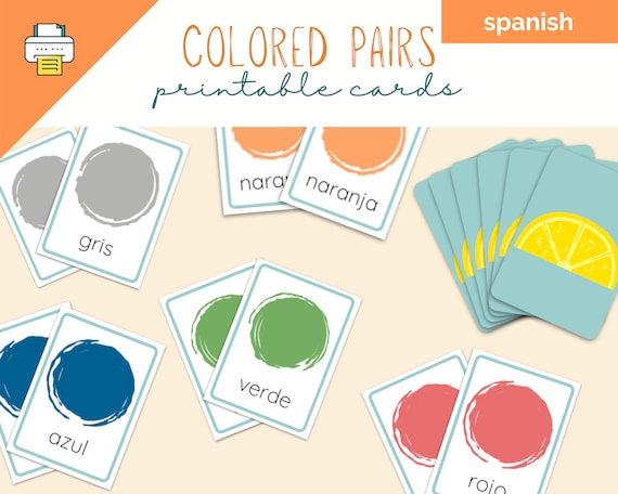 Spanish Colors Printable Card Game Spanish Colors Card Deck | Etsy