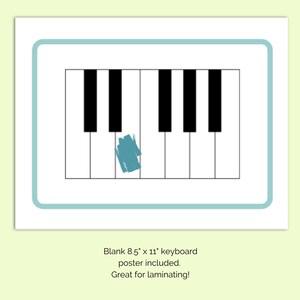 Piano Keys Printable Flashcards, Piano Music Notes Notecards, Music ...