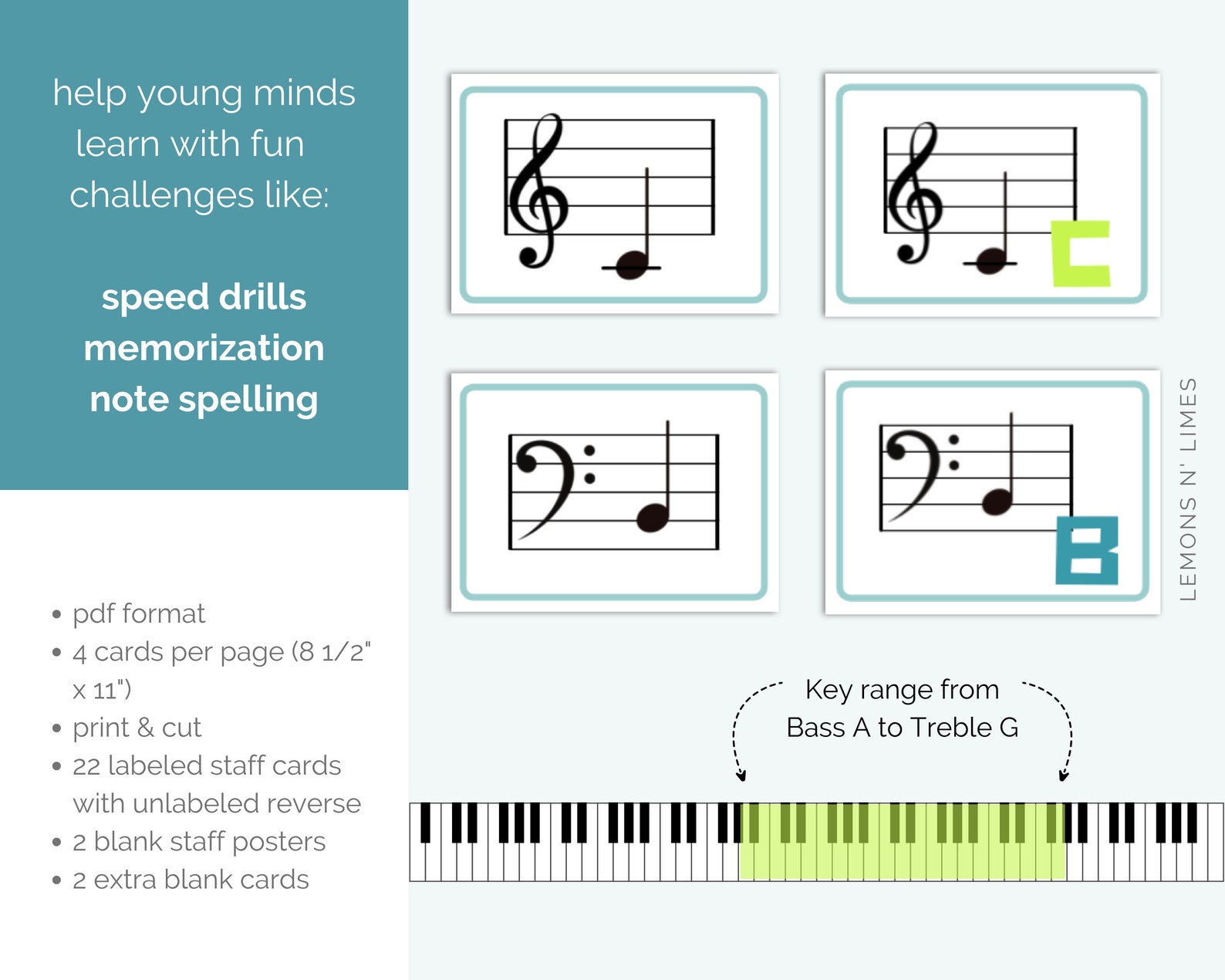 Music Notes Printable Flashcards, Learning Music Notes, Treble Clef ...