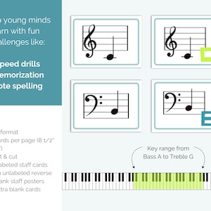 Music Notes Printable Flashcards, Learning Music Notes, Treble Clef ...