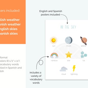 Spanish Weather Printable Poster, Spanish English Vocabulary ...