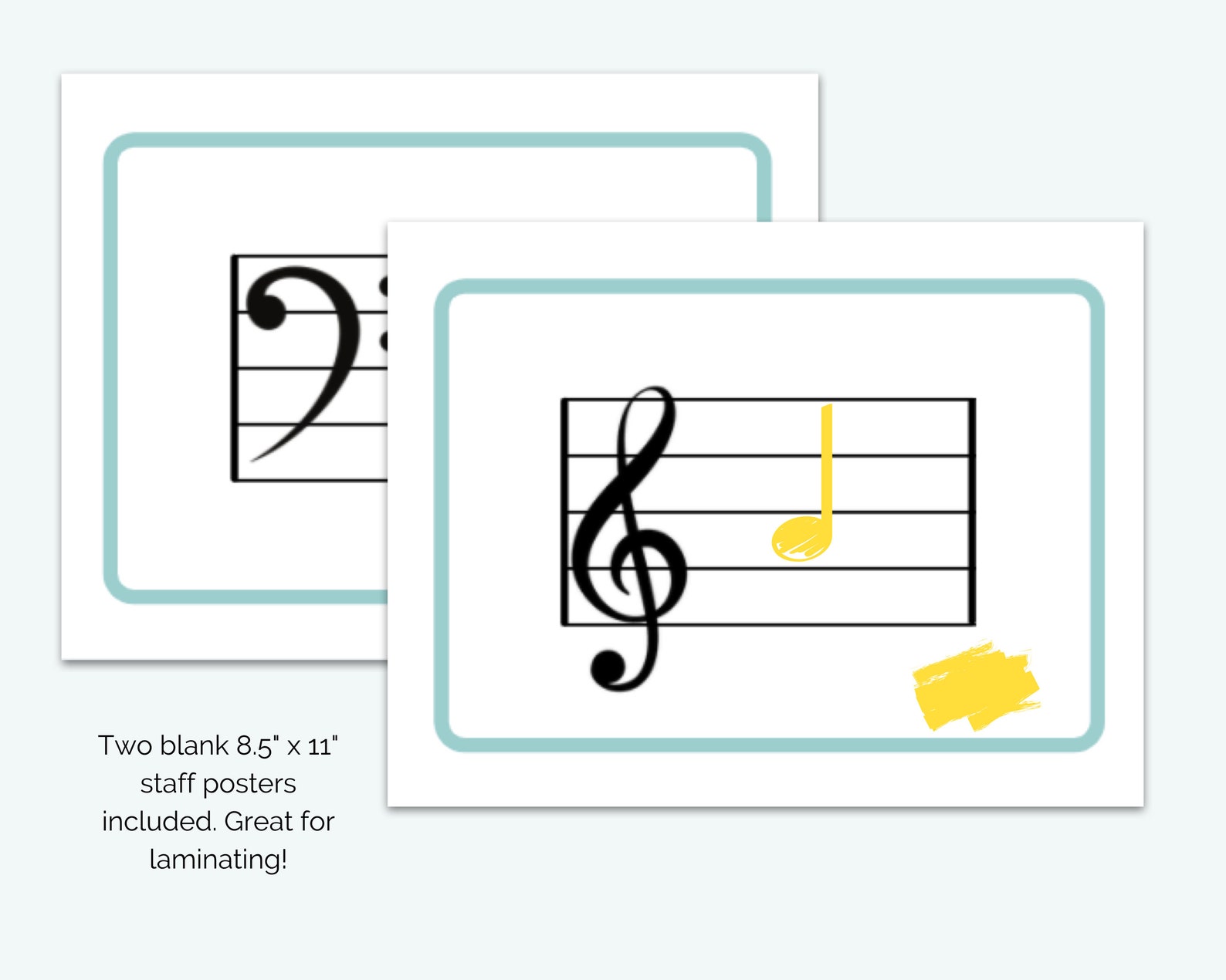 Music Notes Flashcards, Treble and Bass Clef, Music Learning Game ...