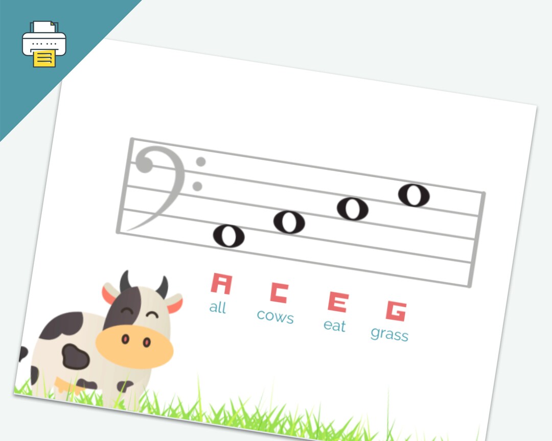 Music Note Staff Printable Posters, Treble Clef, Bass Clef, Music ...